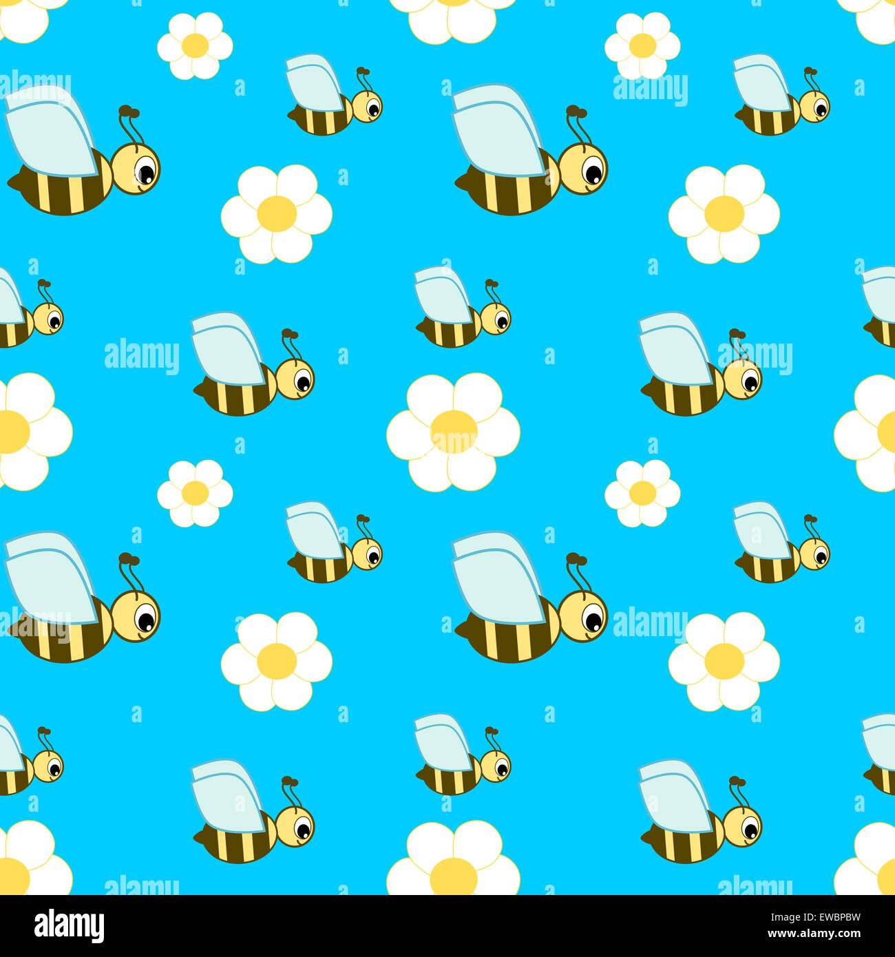 cute cartoon bee seamless illustration pattern Stock Photo - Alamy