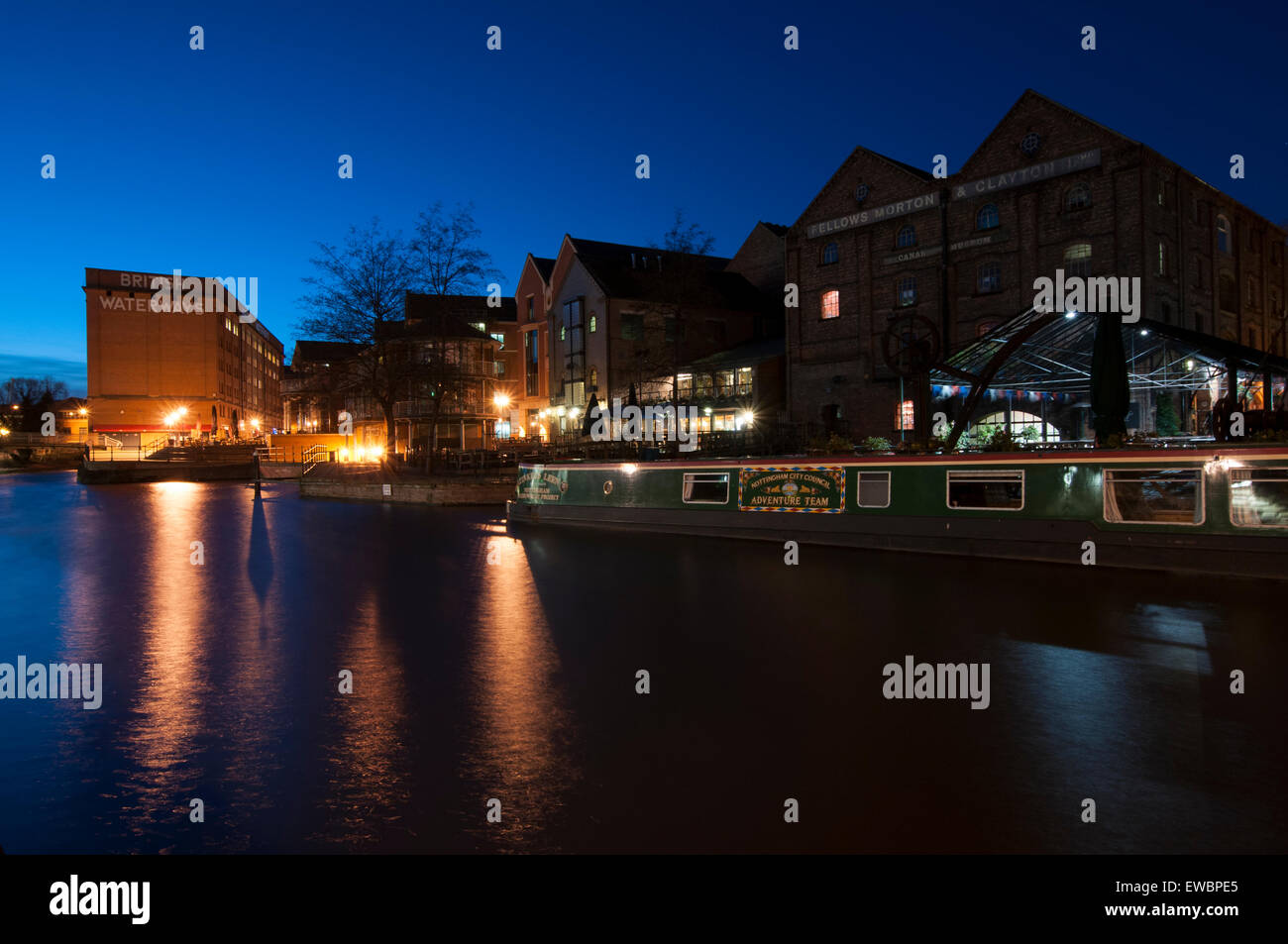 Nottingham City Canal at night, Nottinghamshire England UK Stock Photo ...