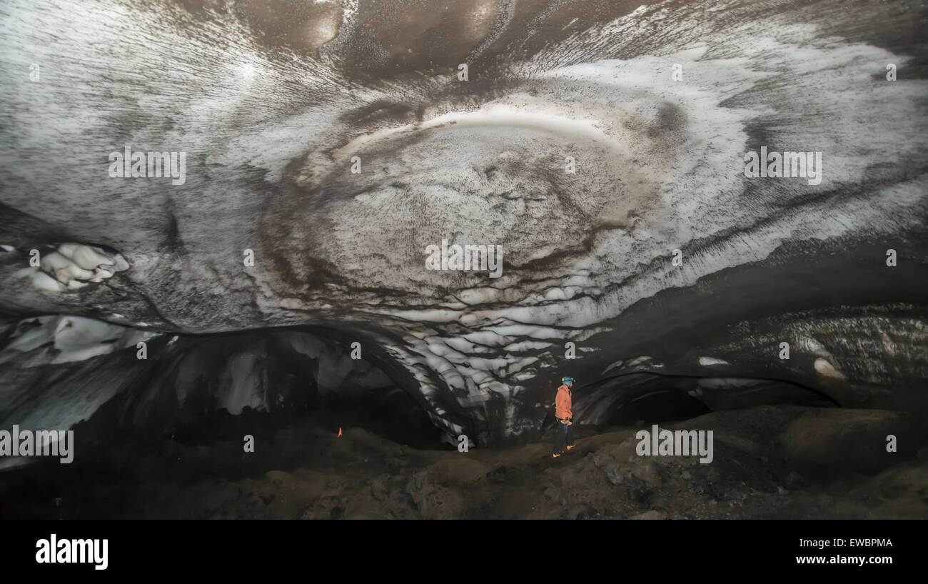 Exploring the inside of Mamoth Cave, Mount Erebus, Antarctica Stock ...