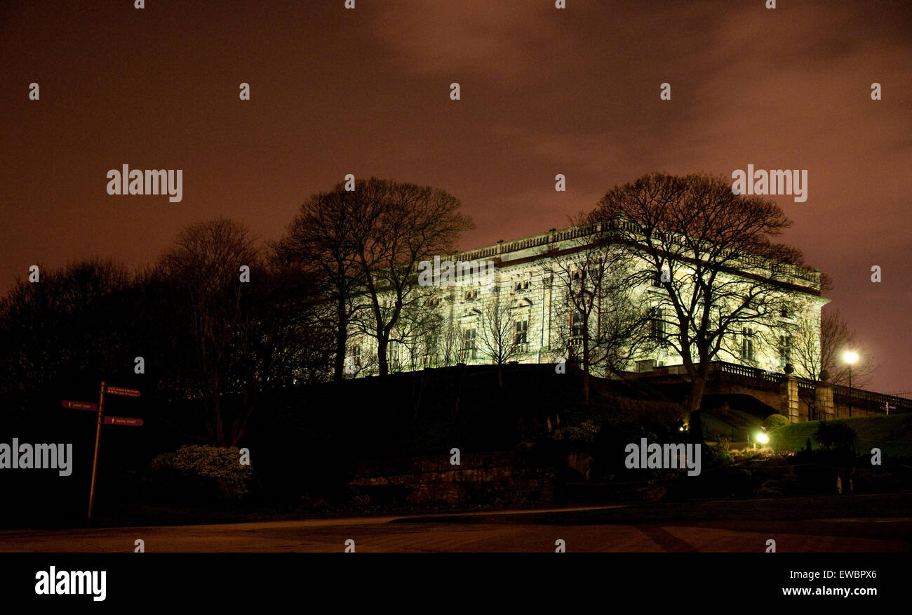 Nottingham Castle at night, Nottinghamshire England UK Stock Photo - Alamy