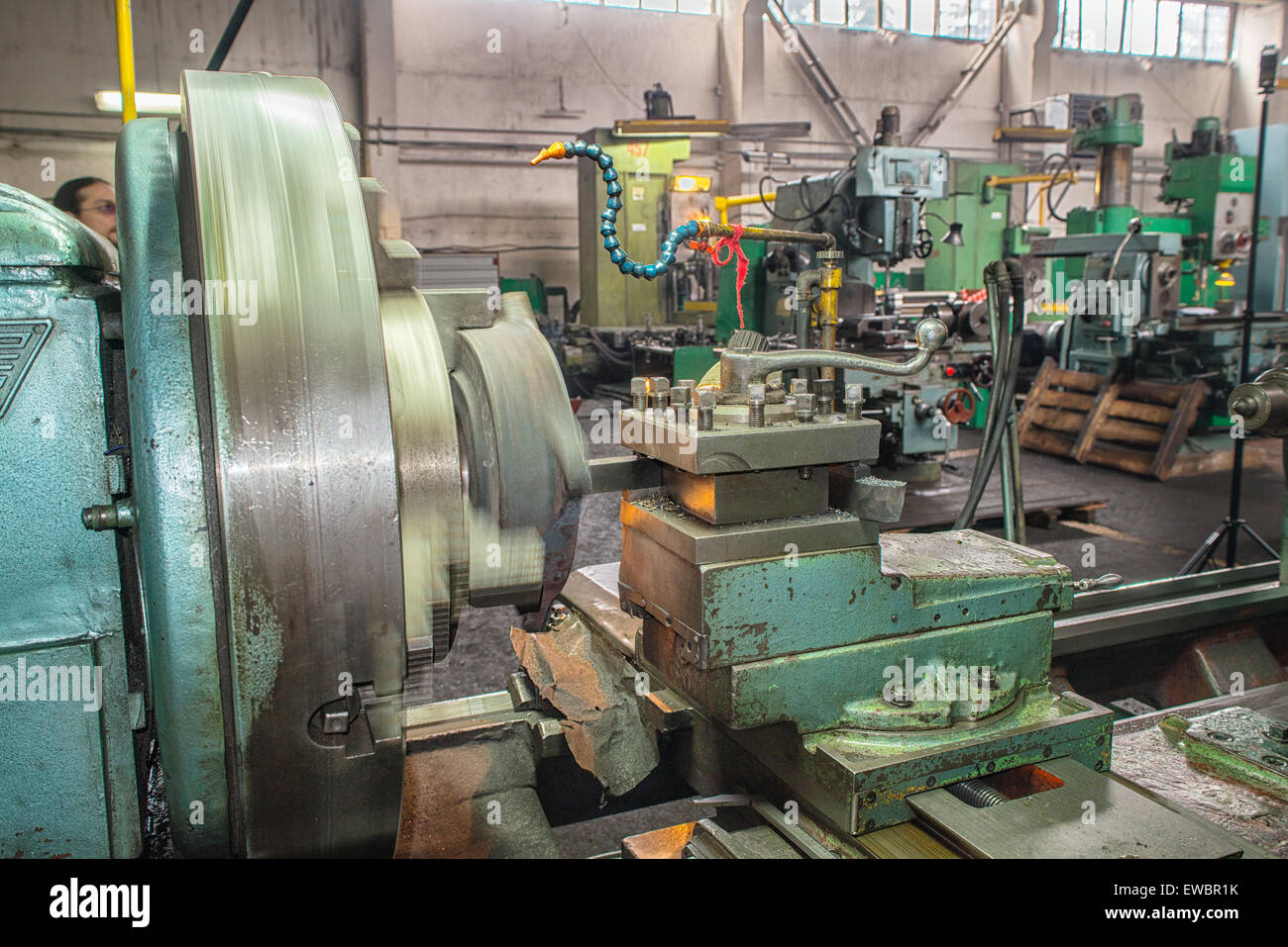 Facing operation of a metal blank on turning machine with cutting tool ...