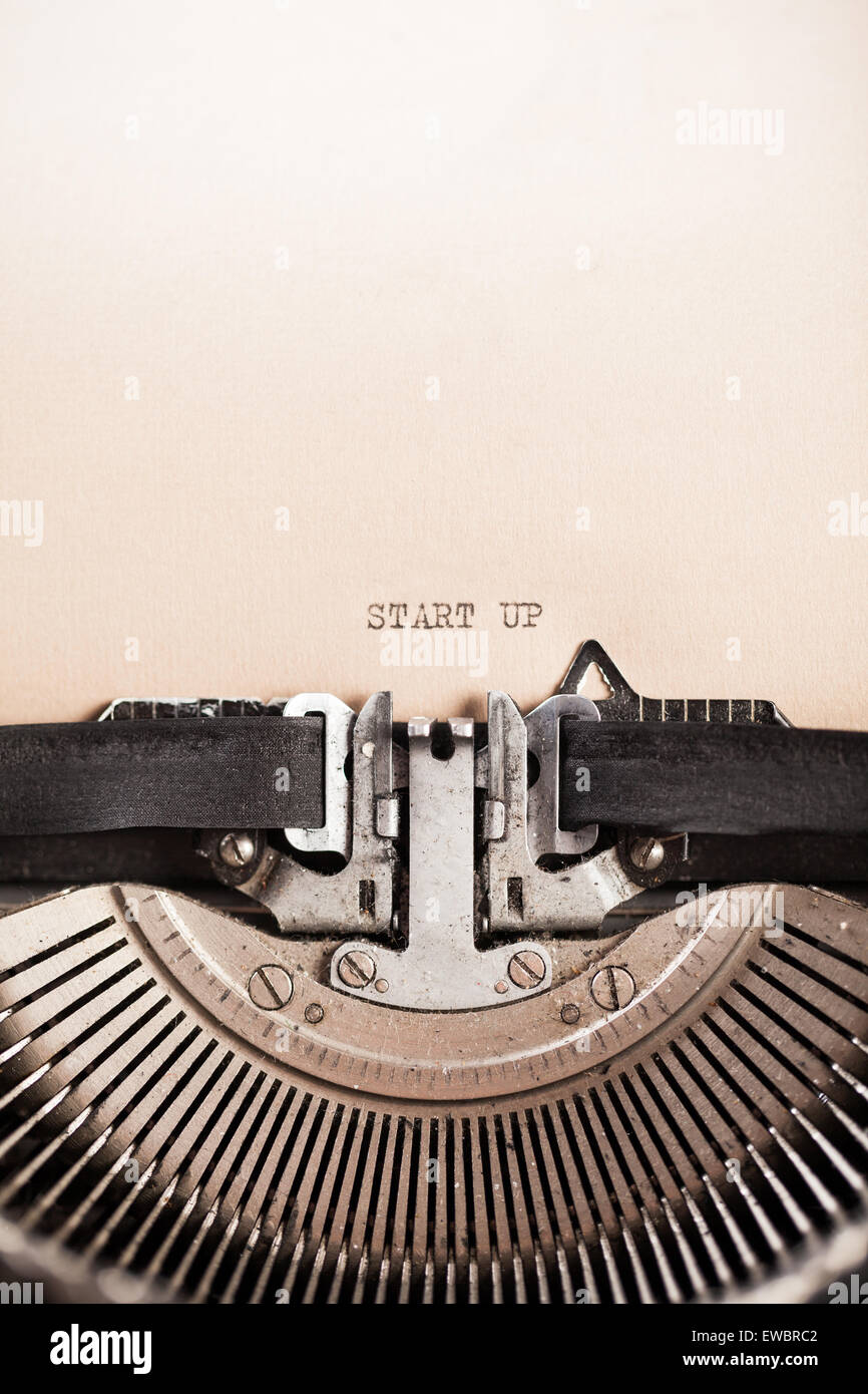Detail of retro typewriter with message Stock Photo - Alamy