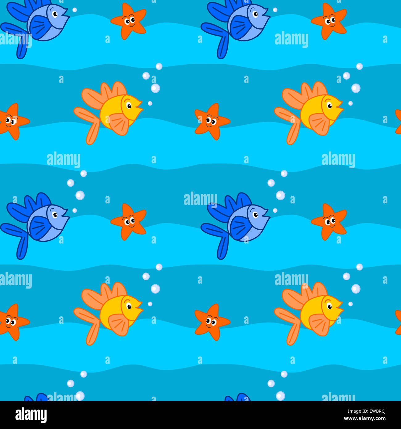 cute cartoon fish colorful seamless pattern Stock Photo - Alamy