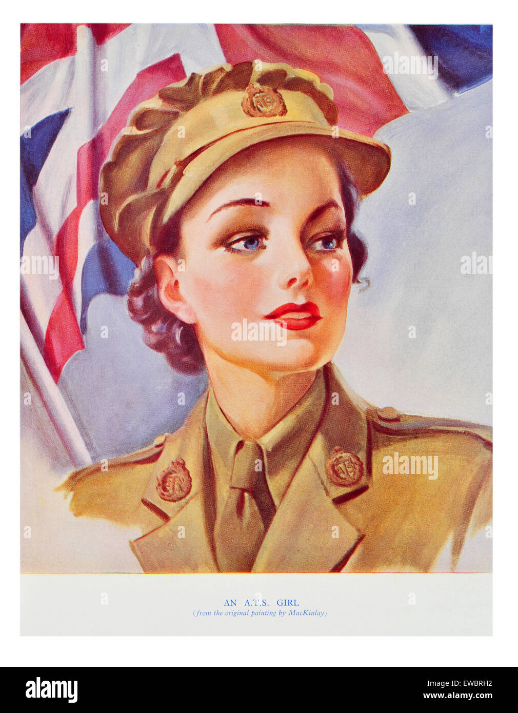 Woman in uniform with union Jack flag Stock Photo - Alamy