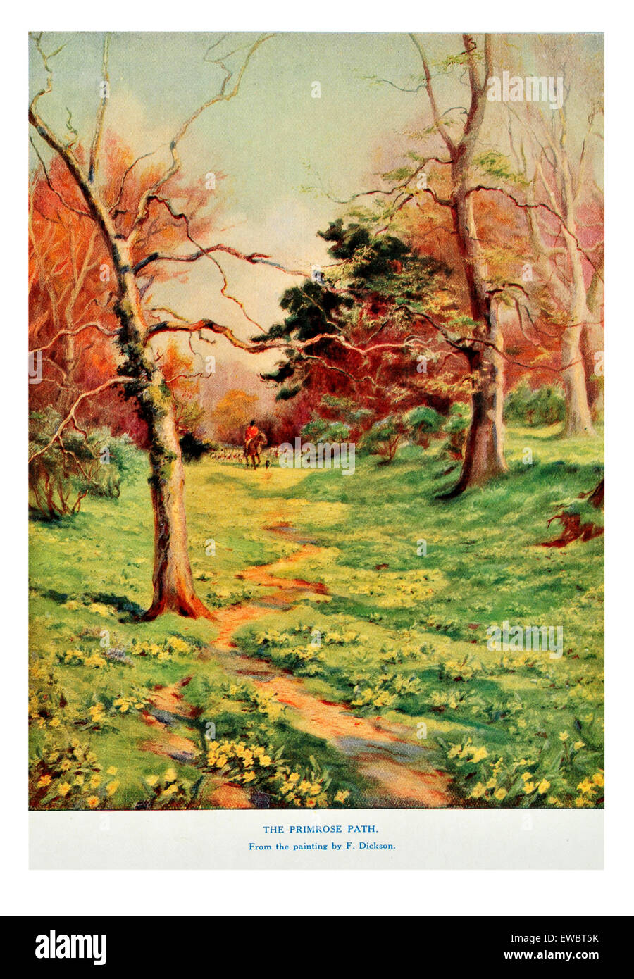 Portrait Landscape with trees in Spring with horse Stock Photo - Alamy