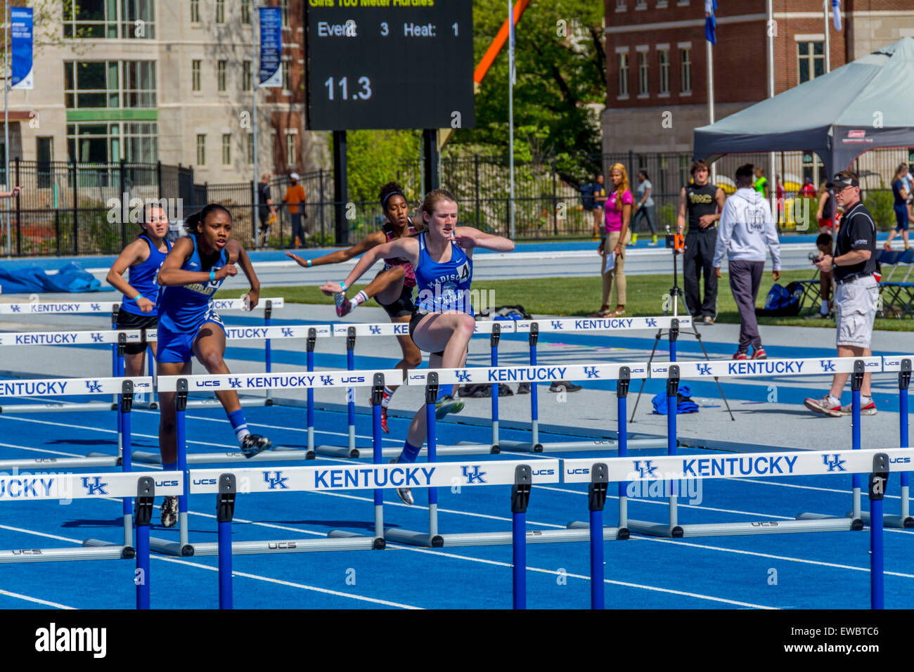 Hurdles for women at the Kentucky Relays. This was held at the ...