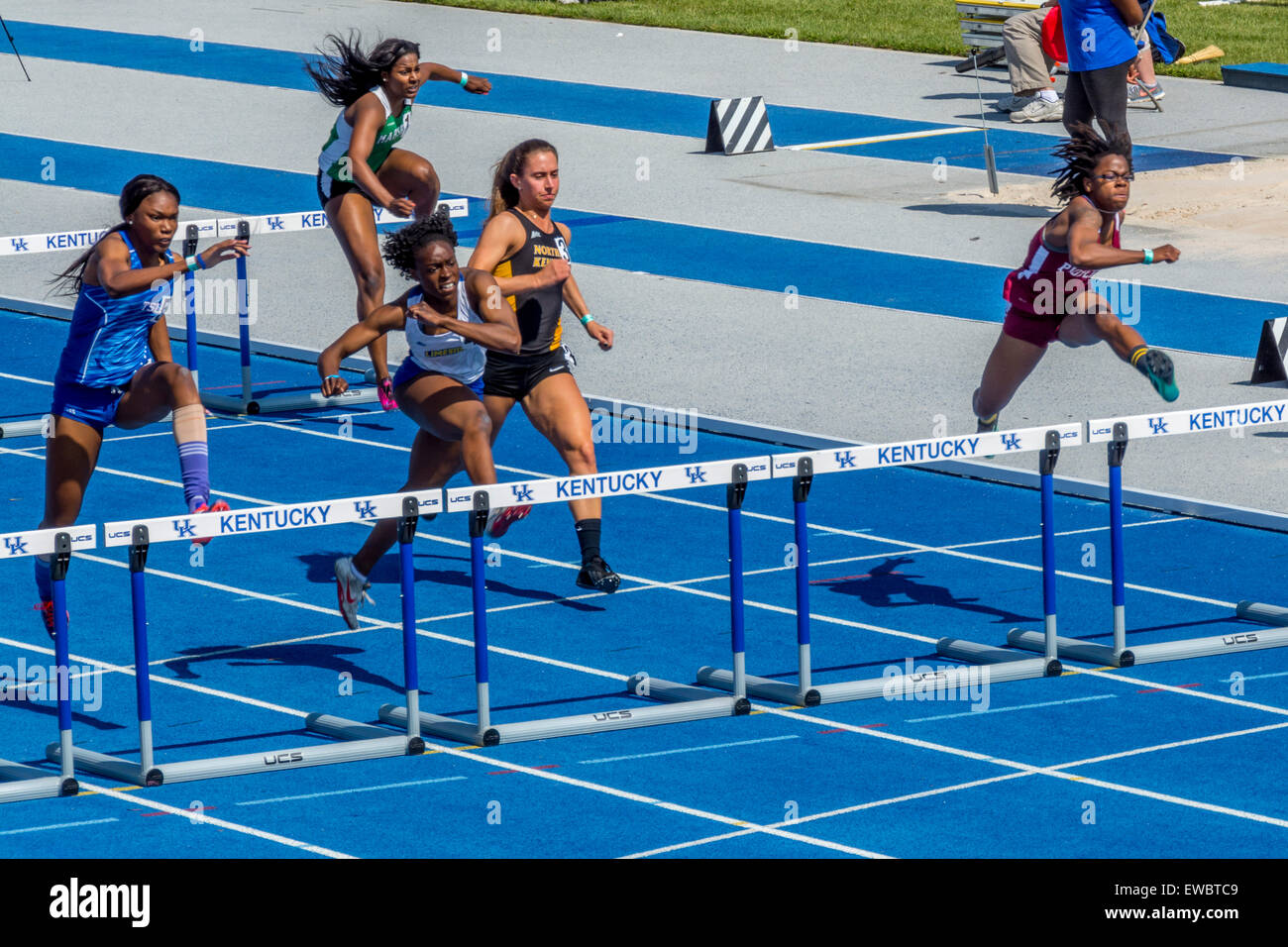 Hurdles for women at the Kentucky Relays. This was held at the ...