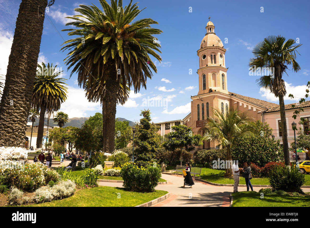 Church view in the main square in Otavalo, Ecuador Stock Photo ...