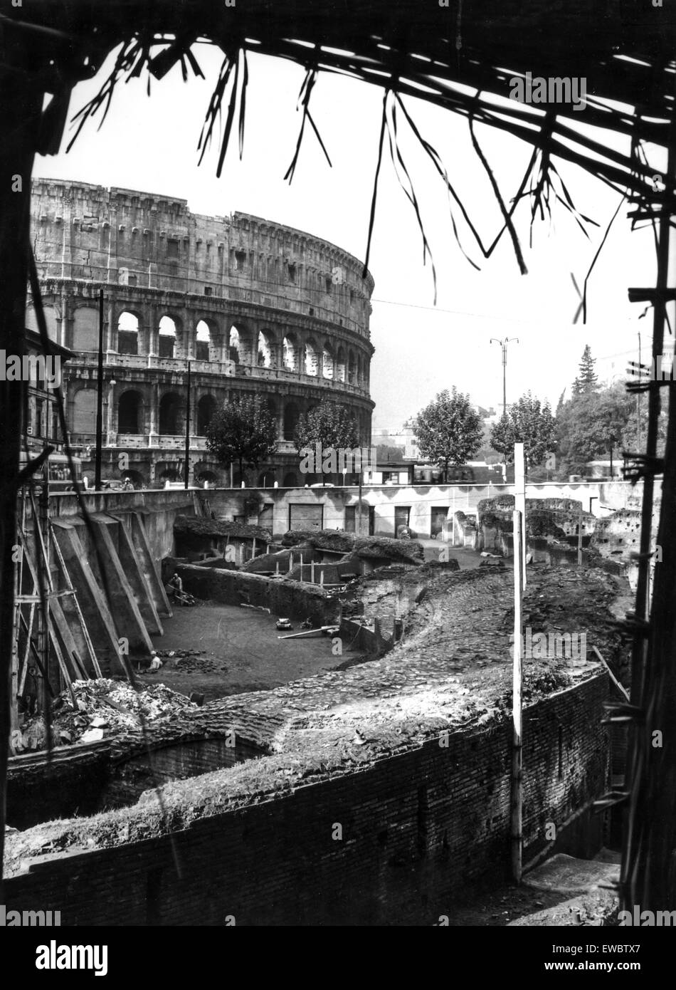 Archaeological excavations in the ludus magnus the colosseum,rome 1960 ...