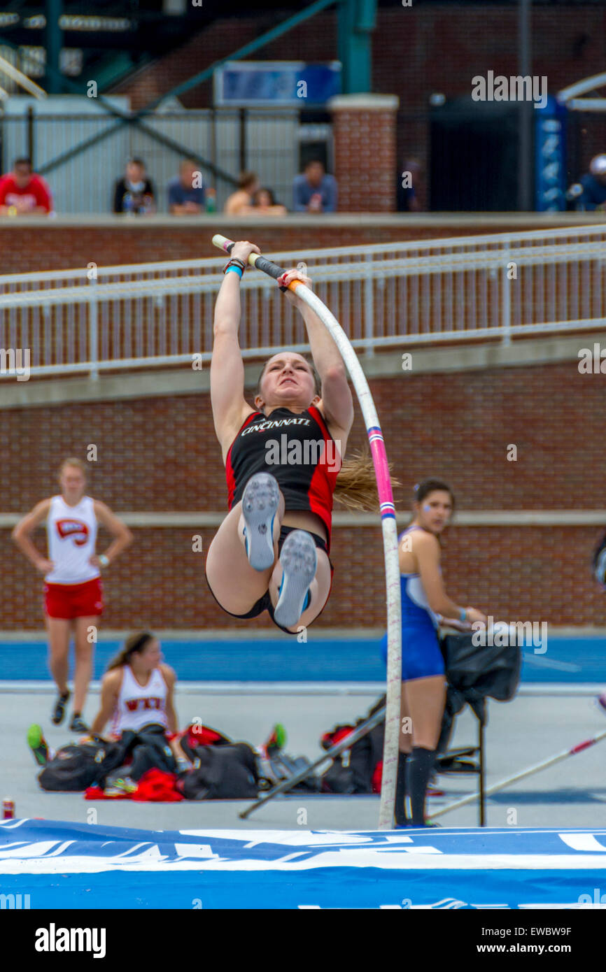 Pole vaulting for women at the Kentucky Relays. This was held at the ...