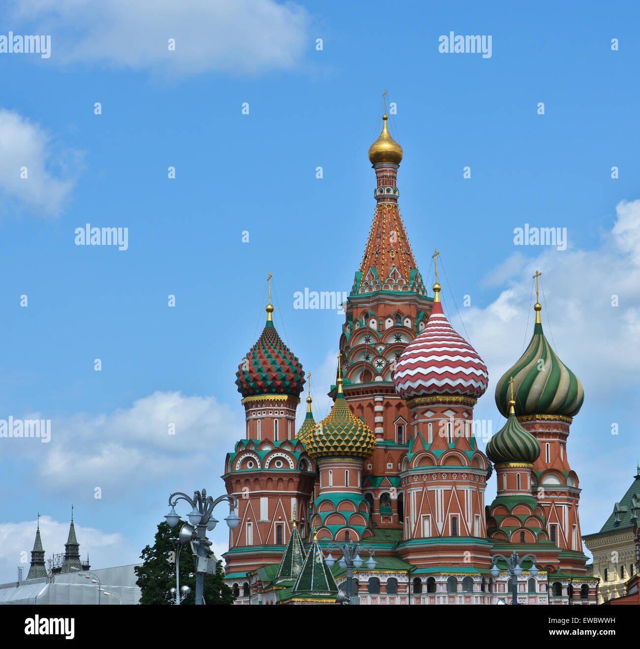 St. Basil's Cathedral. Domes of St. Basil's Cathedral against the sky ...