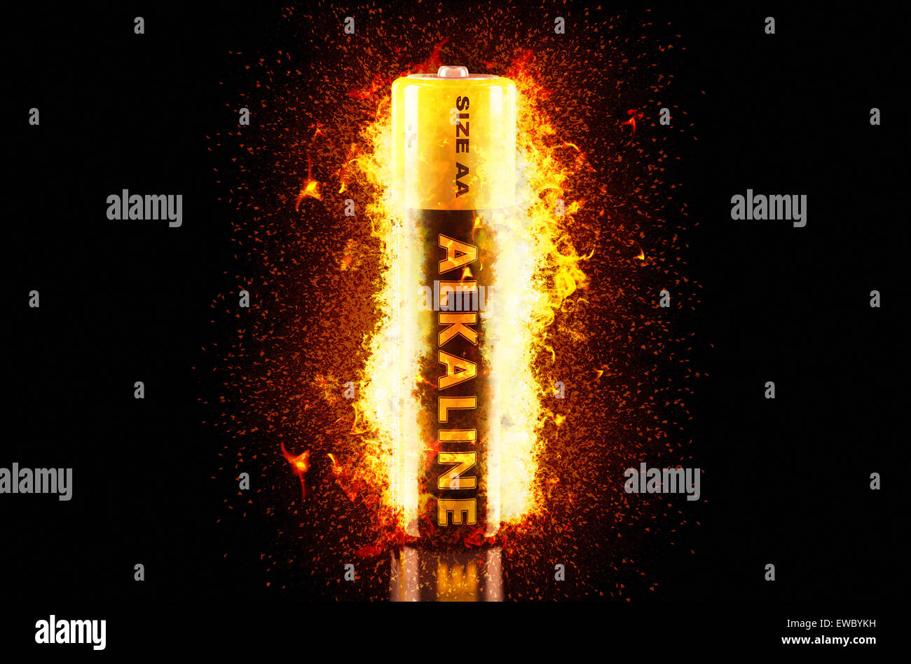 Alkaline Battery on Fire Stock Photo - Alamy