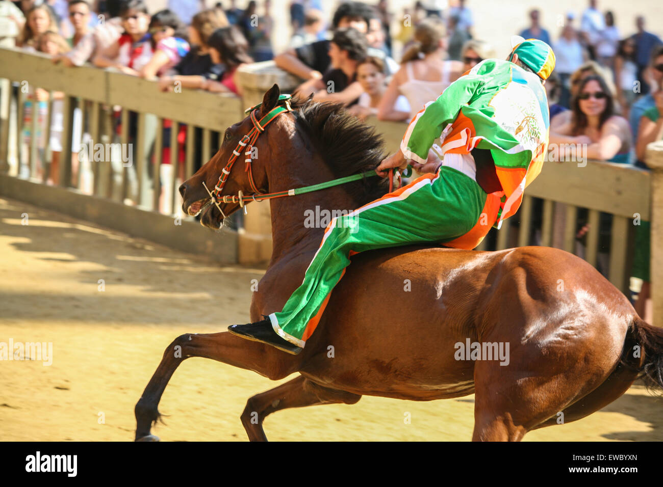 During Palio horse race trial.There are 6 trial races before the big ...
