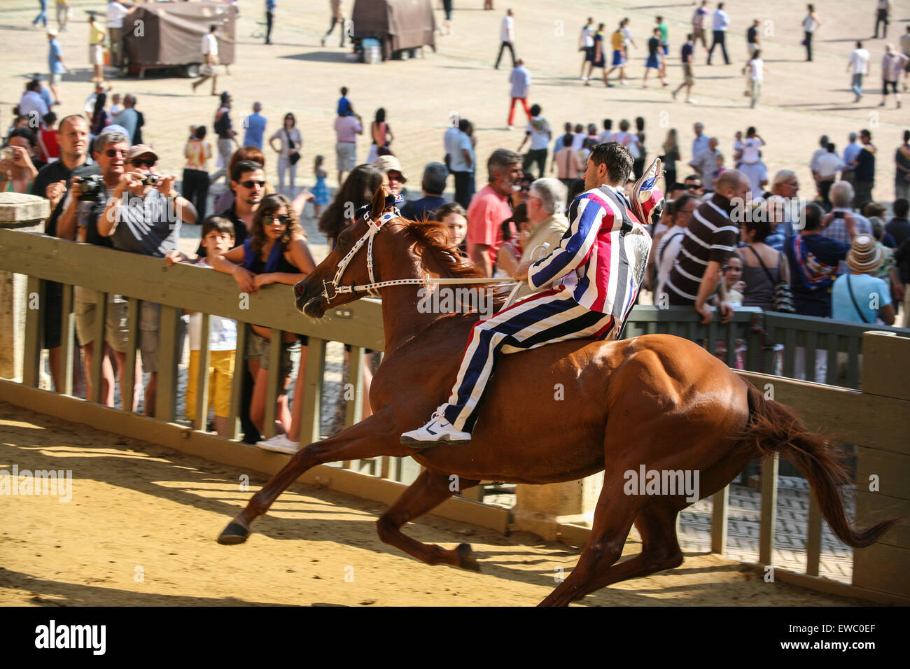 During Palio horse race trial.There are 6 trial races before the big ...