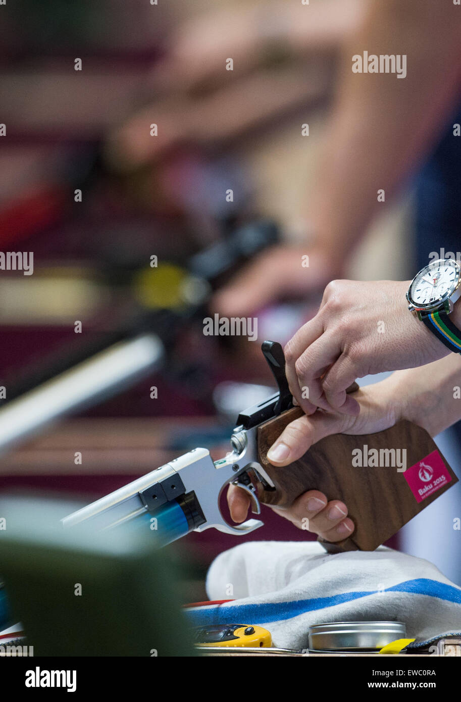 Baku, Azerbaijan. 22nd June, 2015. Pistols are loaded in the Shooting ...