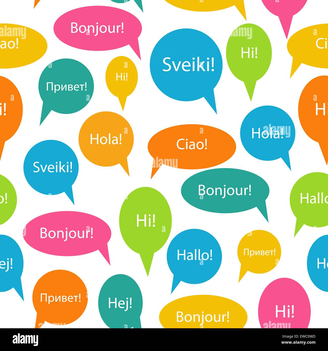 Seamless Pattern Background of Speech Bubble with Hello Word on Stock ...