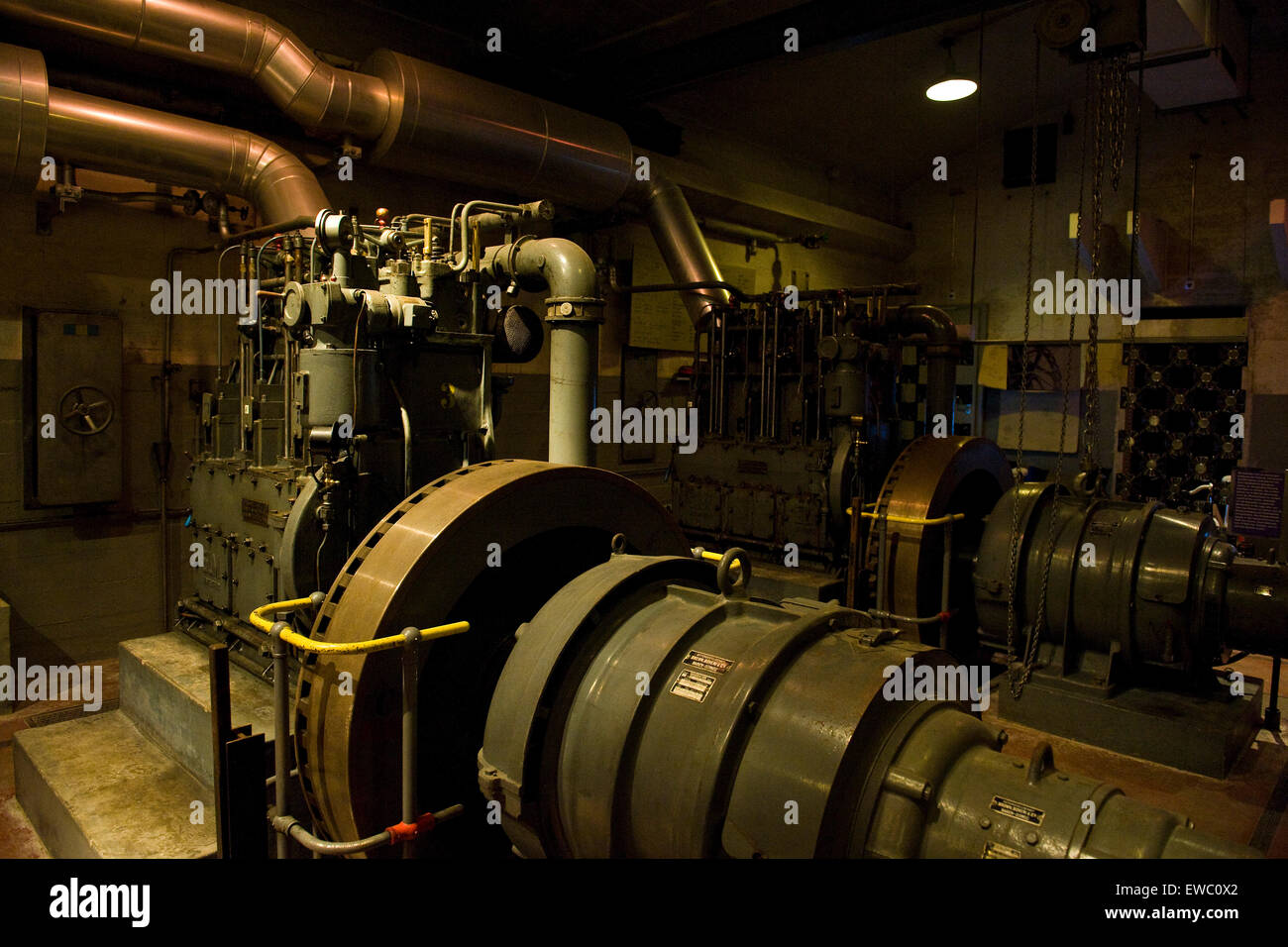 Switzerland, Gotthard pass, Sasso museum, engine room Stock Photo - Alamy