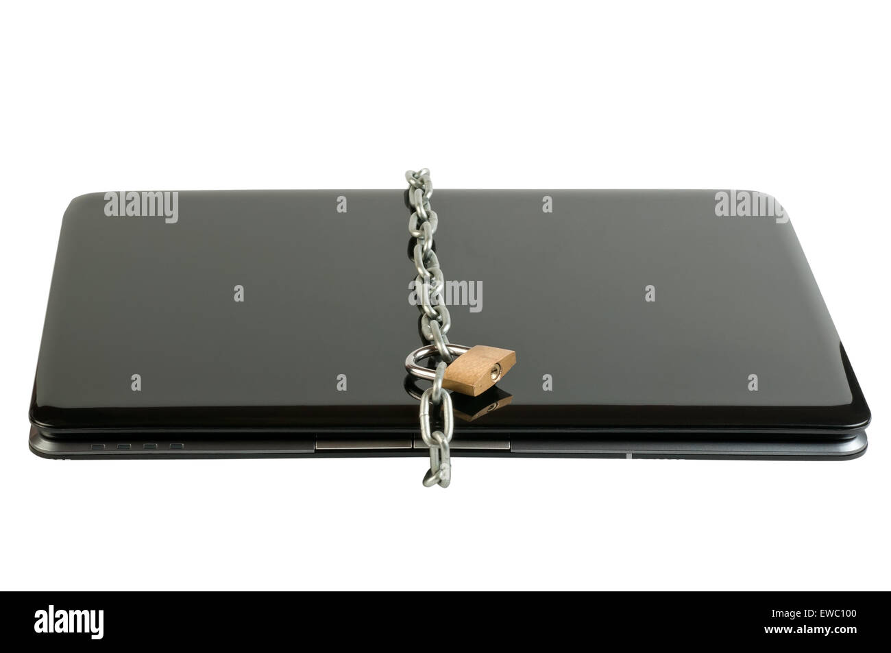 Laptop lock with chains isolated on the white background Stock Photo ...