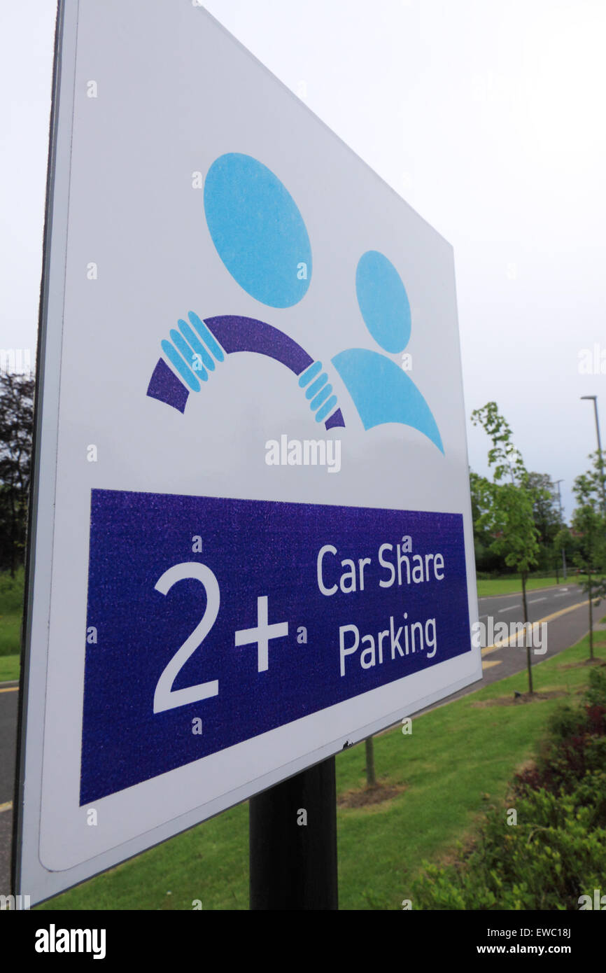 Sign for dedicated car sharing parking spaces in Ayr, Scotland Stock ...