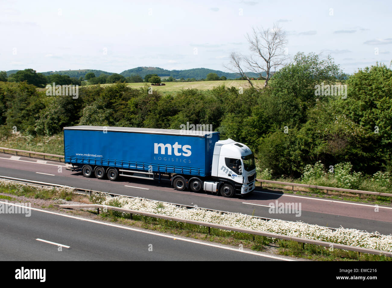 MTS Logistics lorry on the M50 motorway, Worcestershire, England, UK ...