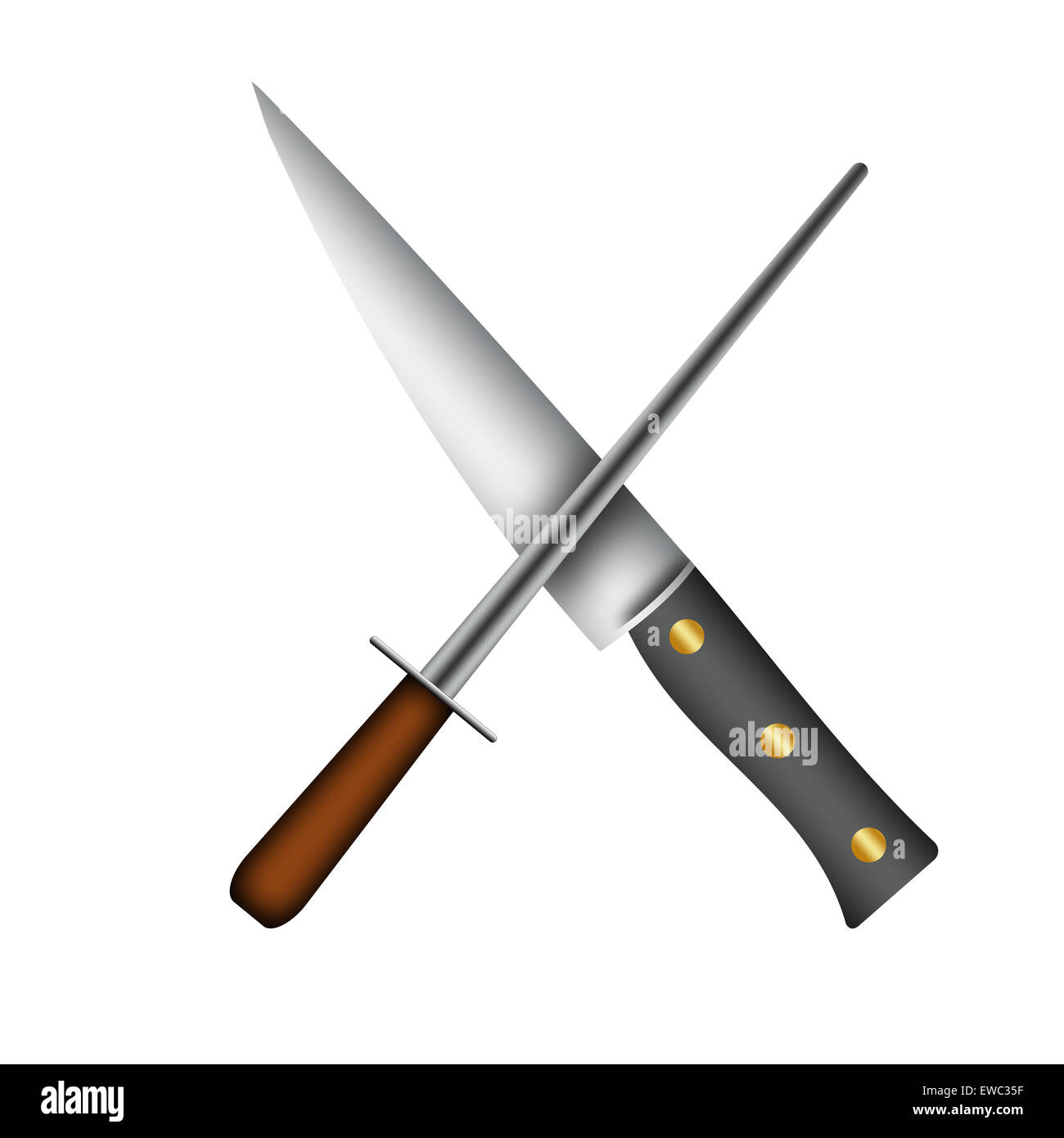 Meat cleaver illustration over a white background Stock Photo - Alamy