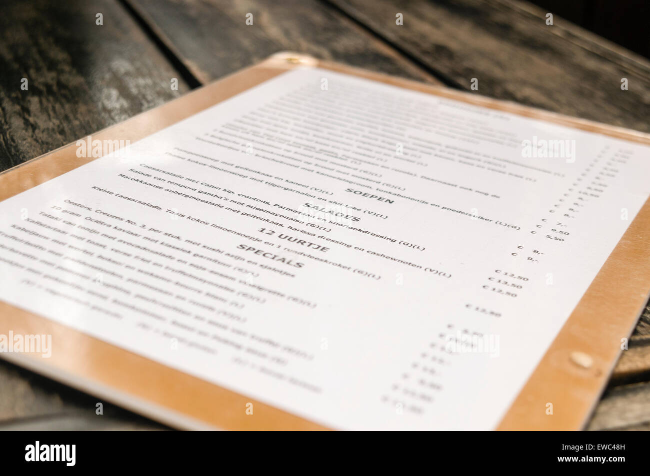 Menu in a Dutch bar Stock Photo - Alamy