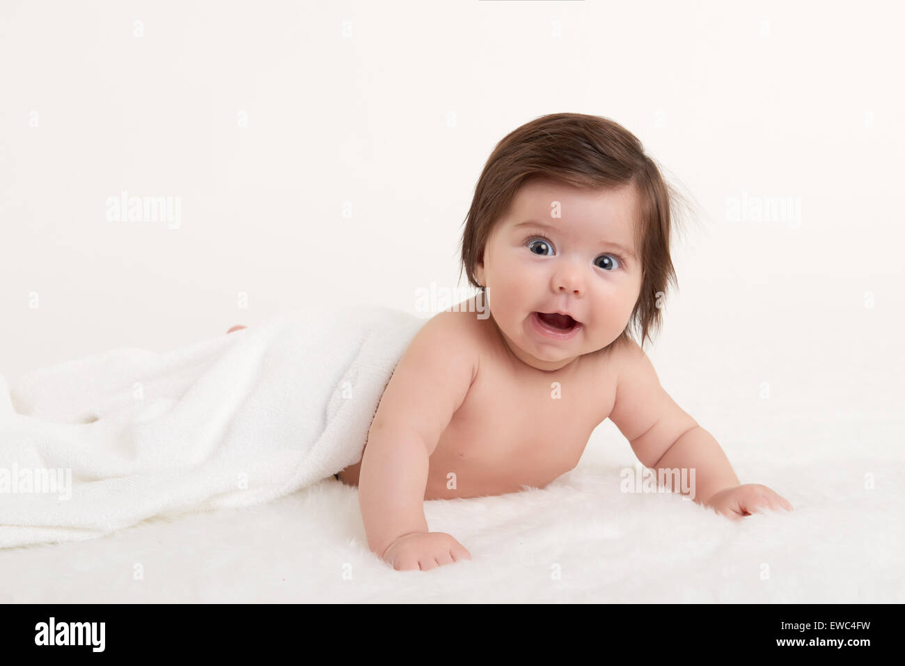 happy baby on white Stock Photo - Alamy