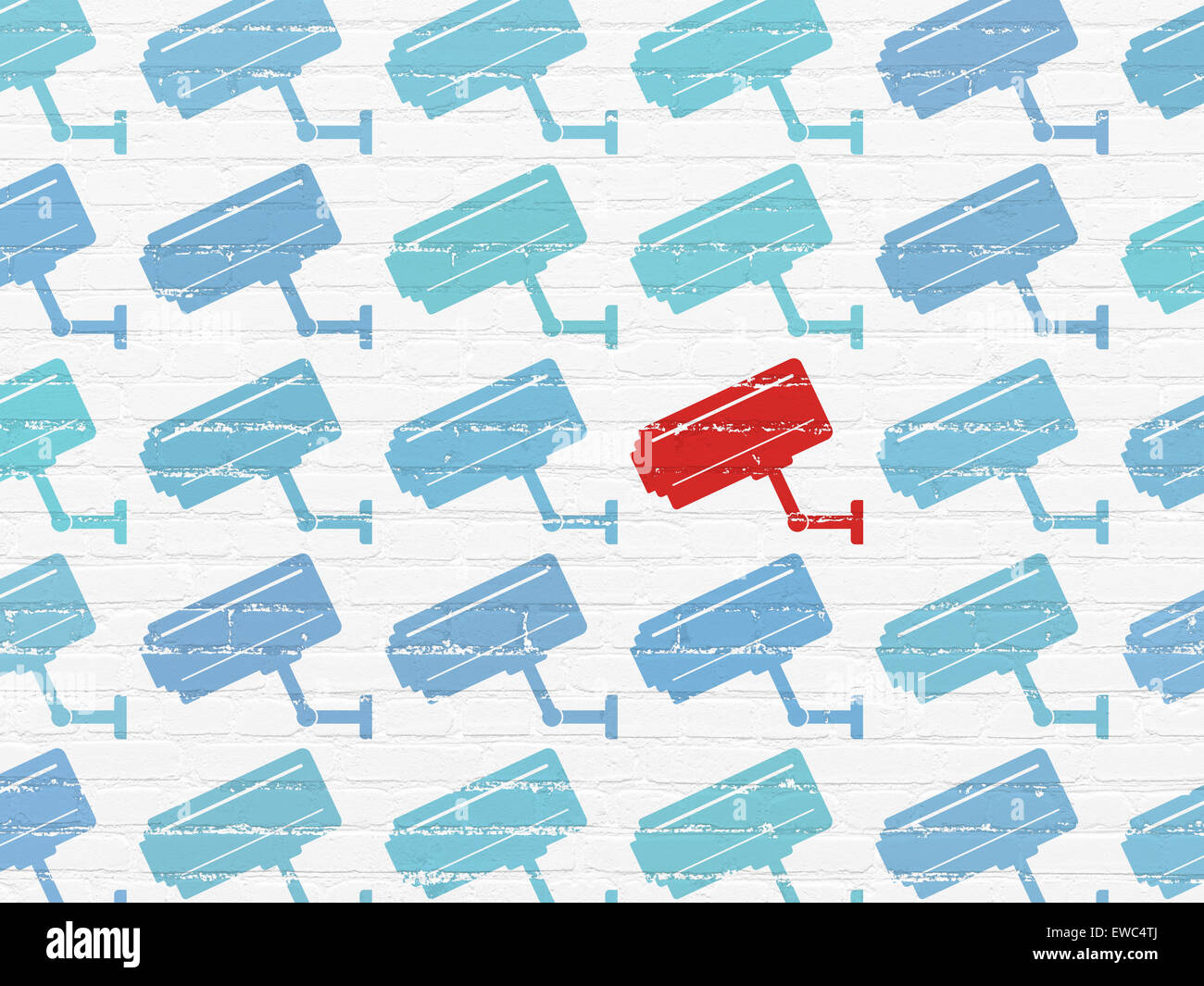 Privacy concept: cctv camera icon on wall background Stock Photo - Alamy