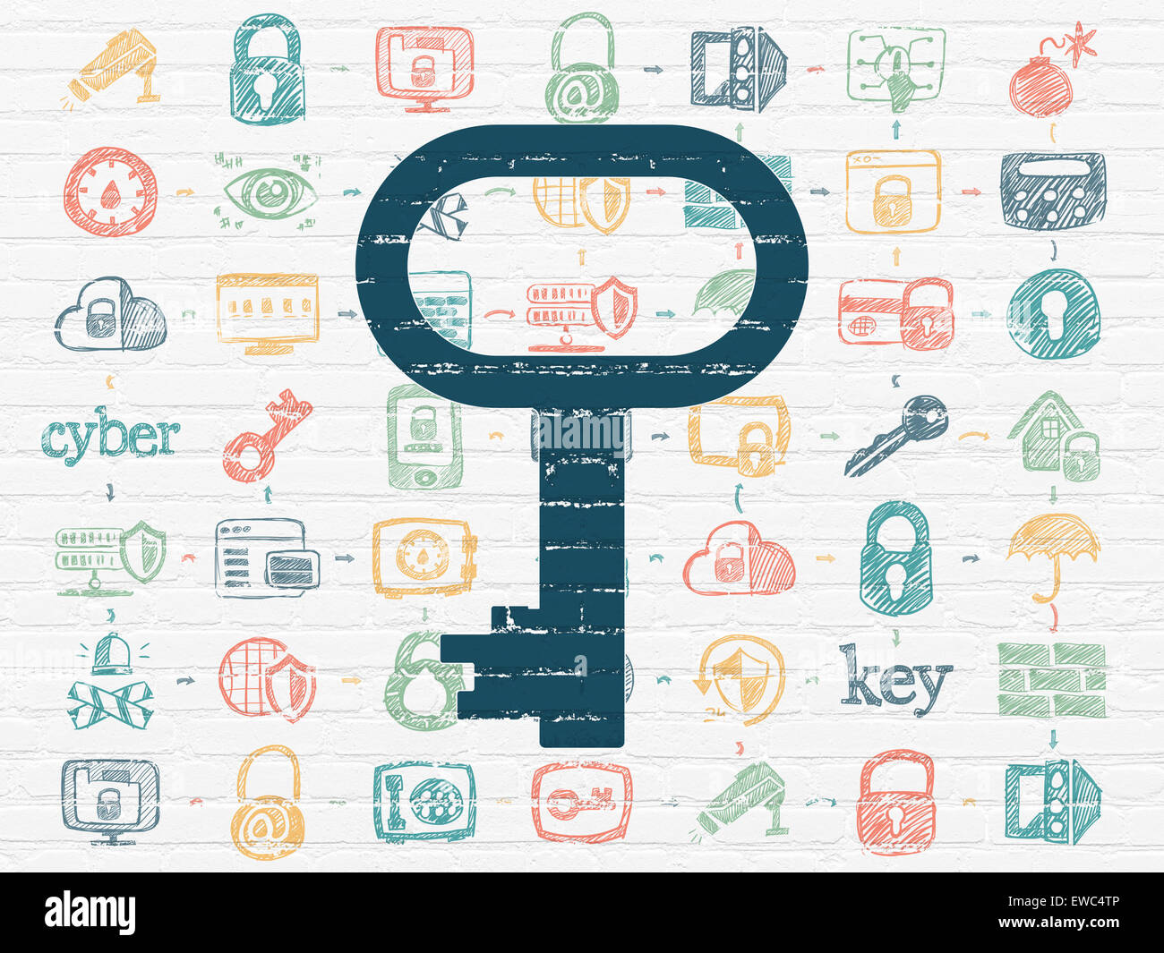 Privacy concept: Key on wall background Stock Photo - Alamy