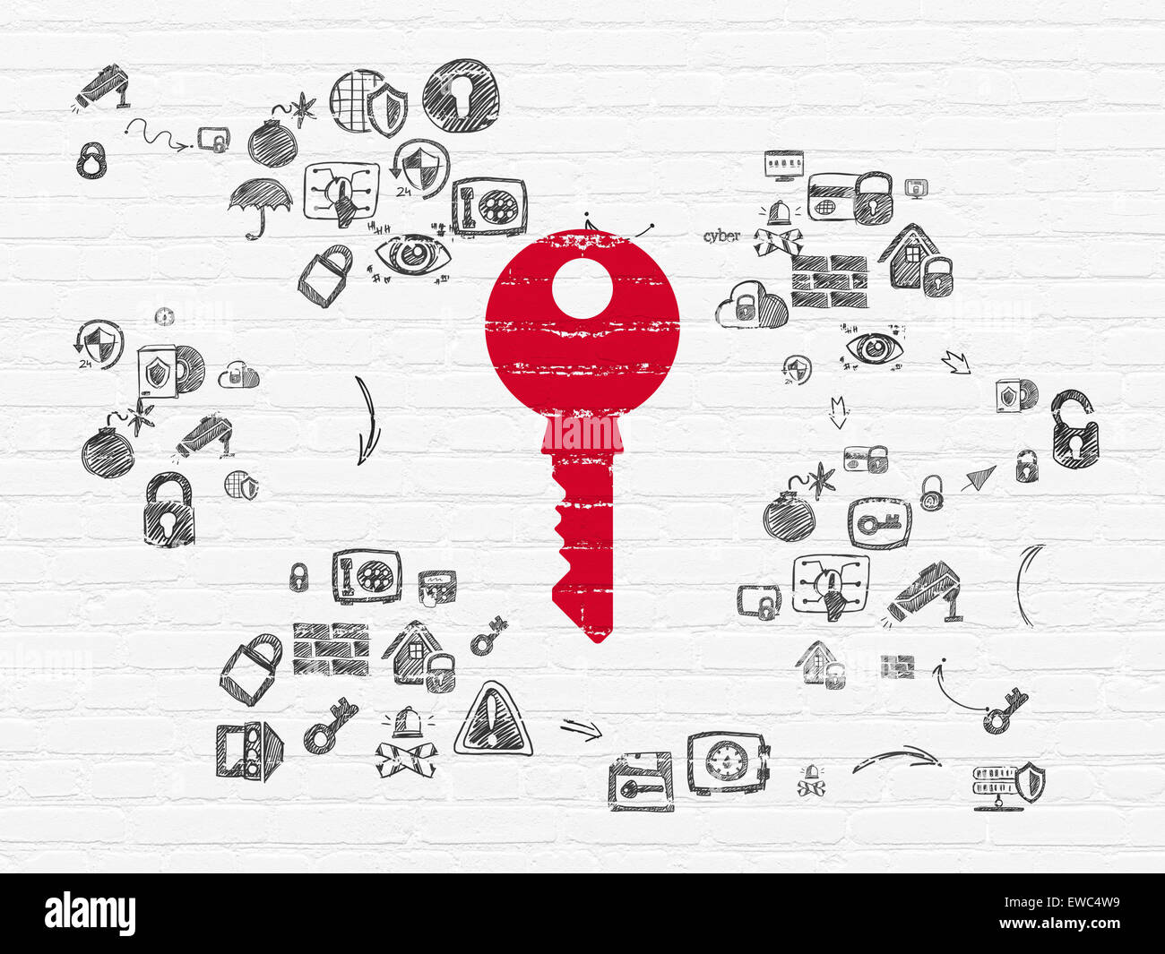 Safety concept: Key on wall background Stock Photo - Alamy