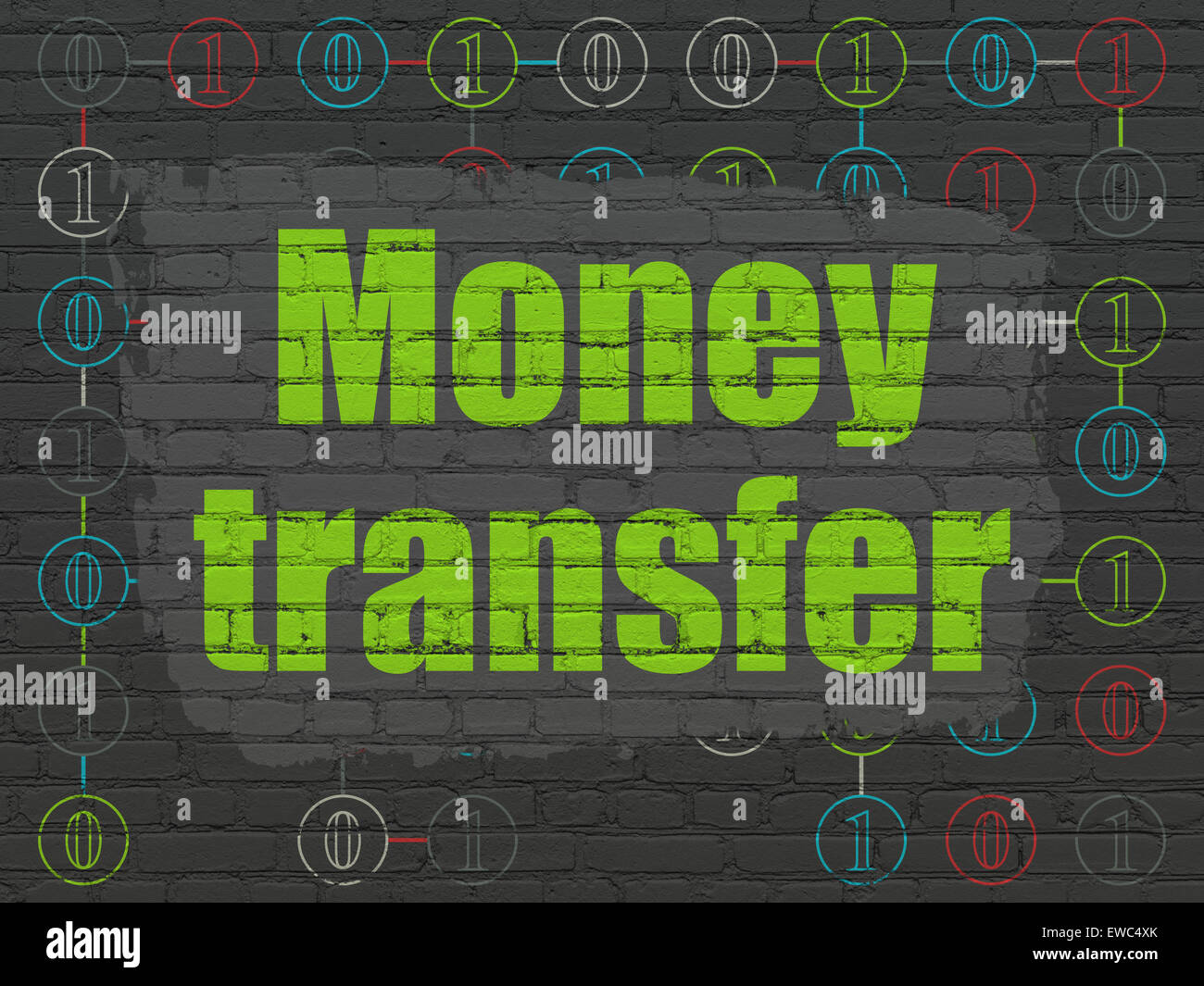 Business concept: Money Transfer on wall background Stock Photo - Alamy