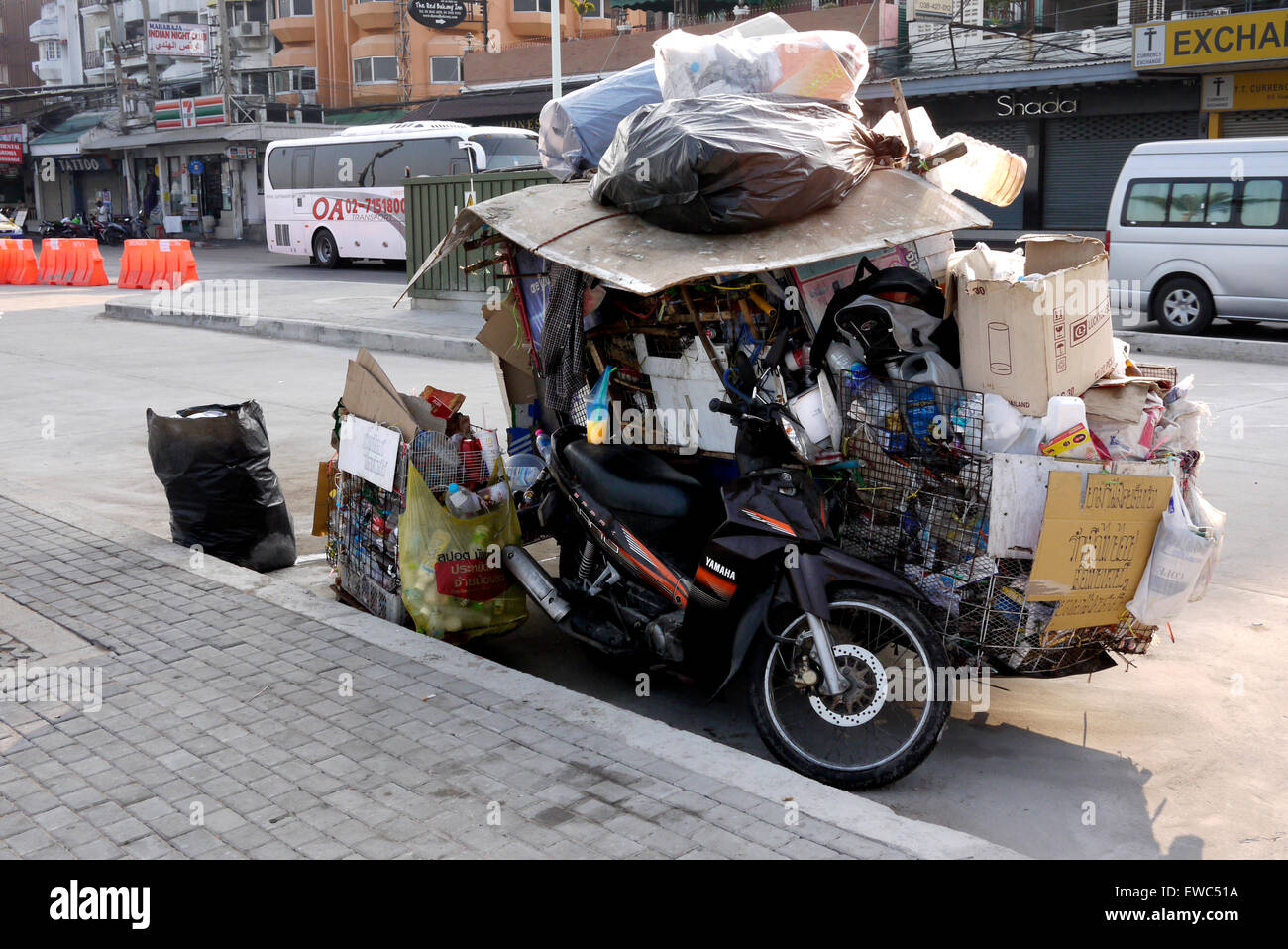Motorcycle & sidecar used for transporting plastic, cardboard & paper ...
