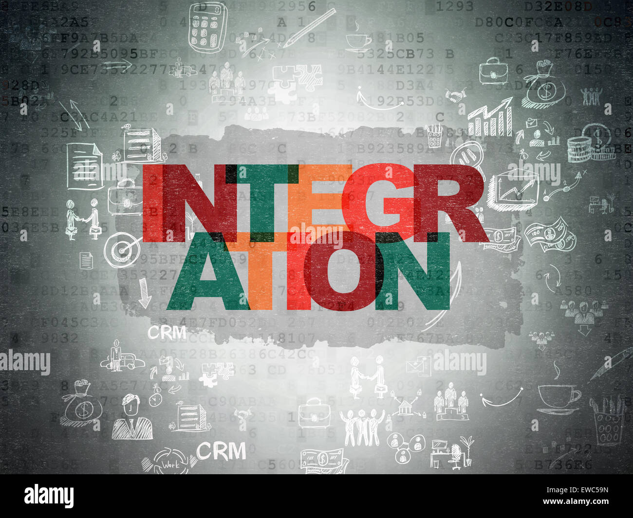 Finance concept: Integration on Digital Paper background Stock Photo ...