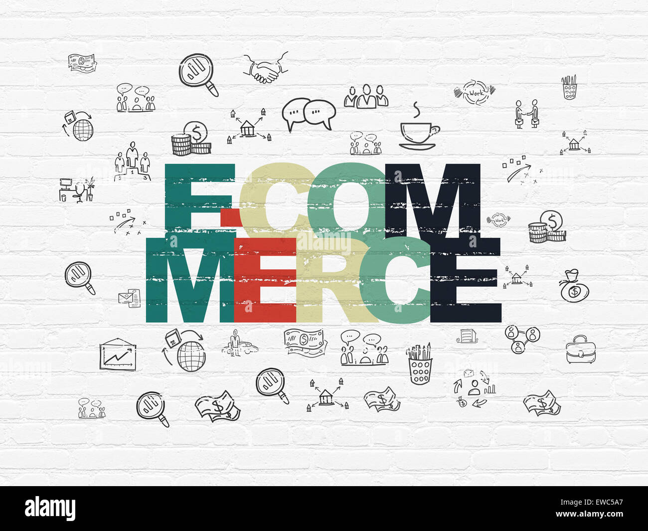 Business concept: E-commerce on wall background Stock Photo - Alamy
