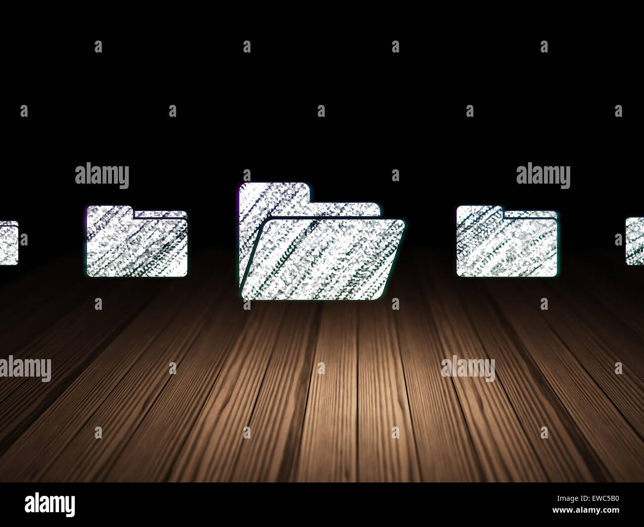 Business concept: folder icon in grunge dark room Stock Photo - Alamy