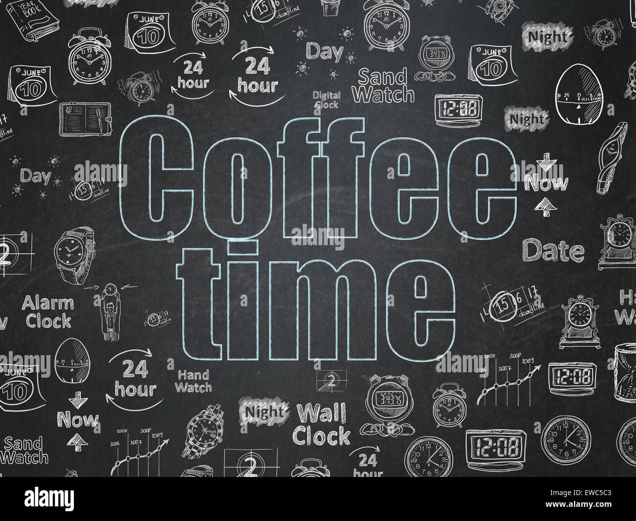 Timeline concept: Coffee Time on School Board background Stock Photo ...