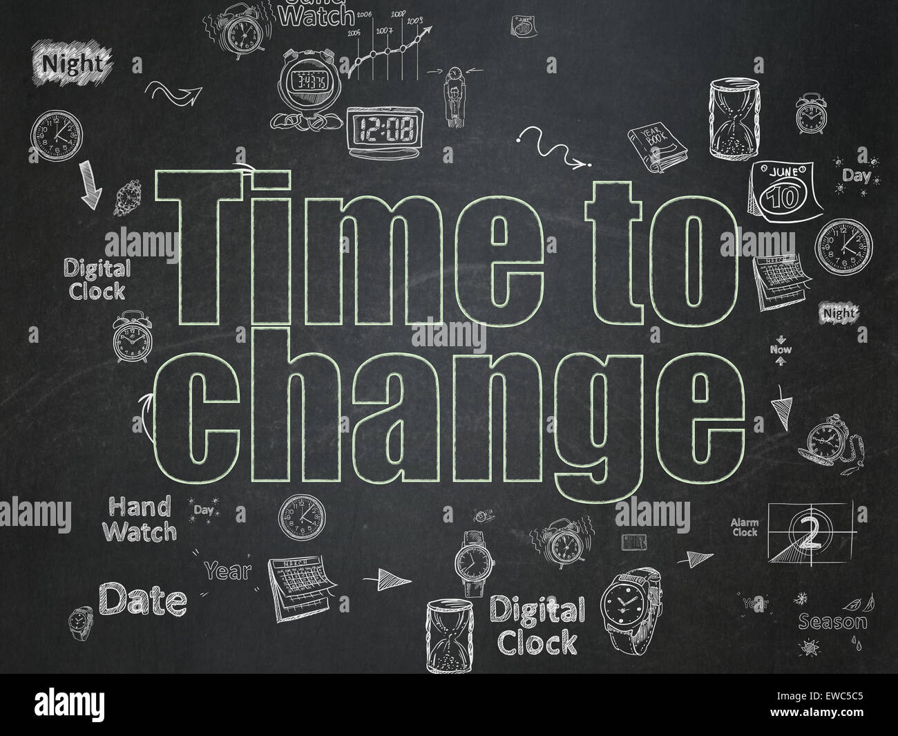 Time concept: Time to Change on School Board background Stock Photo - Alamy