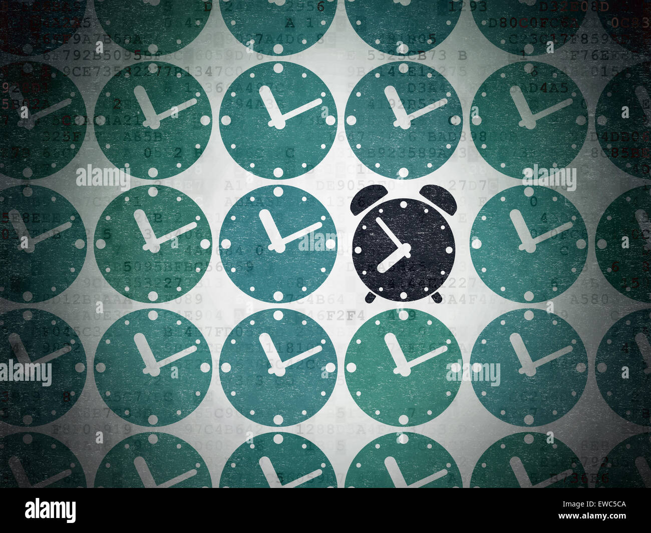 Timeline concept: alarm clock icon on Digital Paper background Stock ...