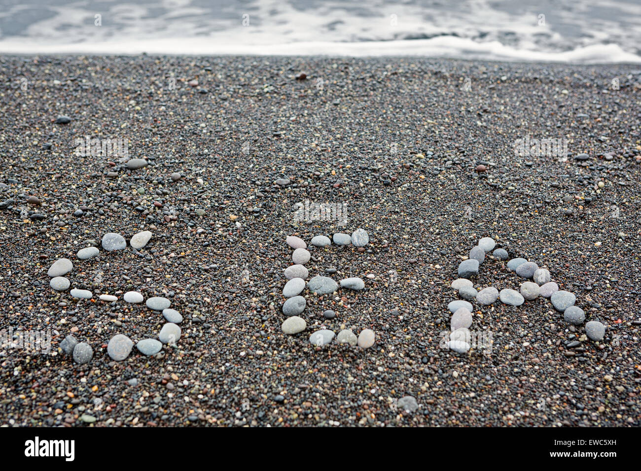 The inscription on the seashore pebbles SEA Stock Photo - Alamy