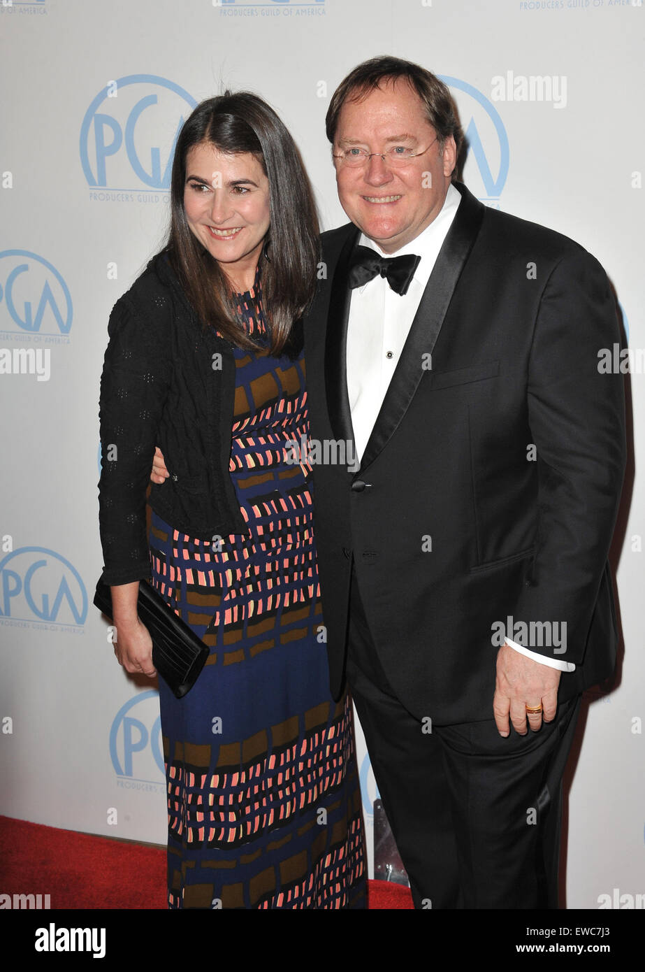 LOS ANGELES, CA - JANUARY 21, 2012: Denise Ream; John Lasseter at the ...