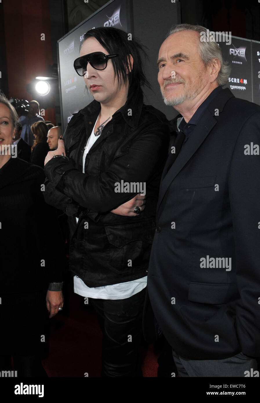 LOS ANGELES, CA - APRIL 11, 2011: Director Wes Craven (right); Marilyn ...
