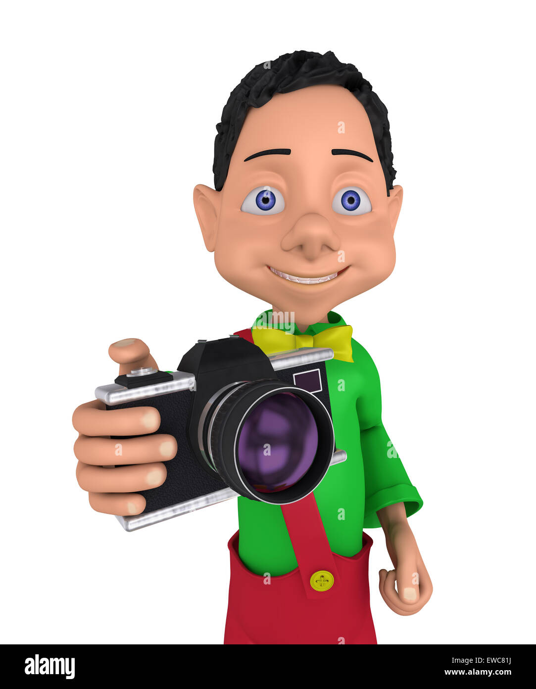 cheerful cartoon boy with a camera Stock Photo - Alamy