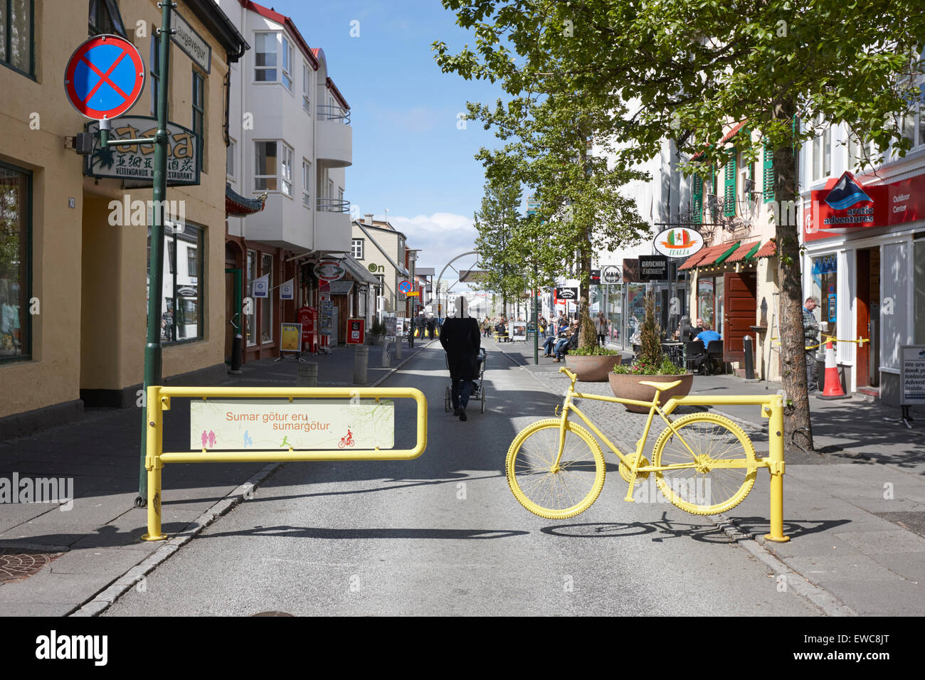 Laugavegur main pedestrian shopping street Reykjavik iceland Stock ...