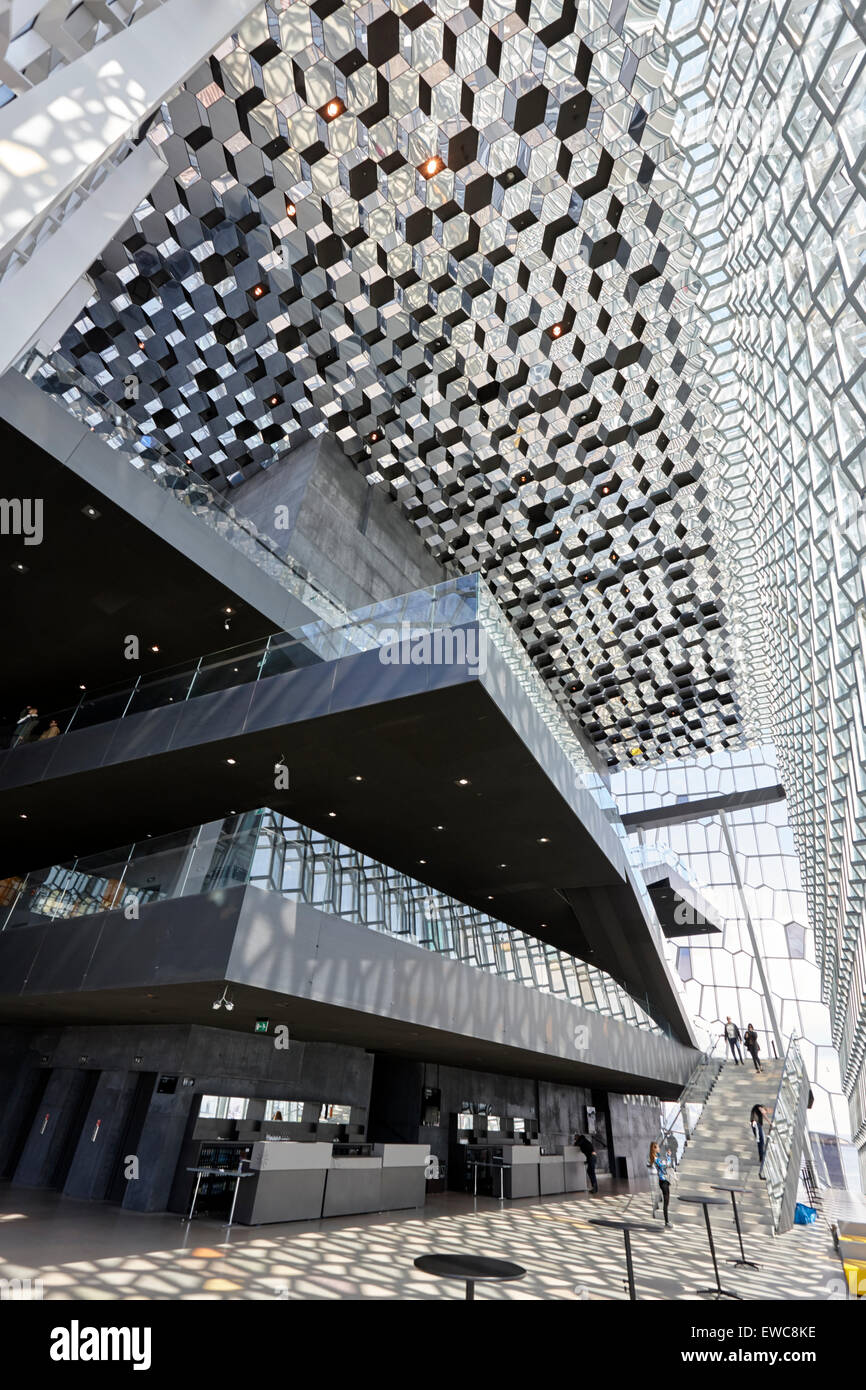 interior of Harpa concert hall and conference centre Reykjavik iceland ...