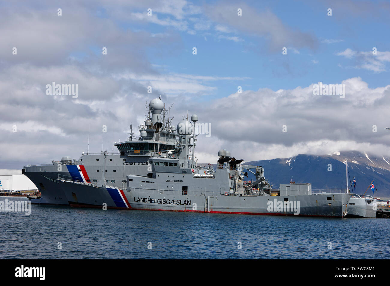 icelandic coast guard vessels thor and tyr docked in Reykjavik iceland ...