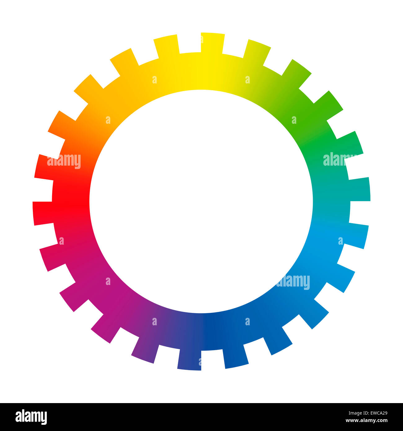 Gear cog wheel - rainbow colored circle - illustration on white ...