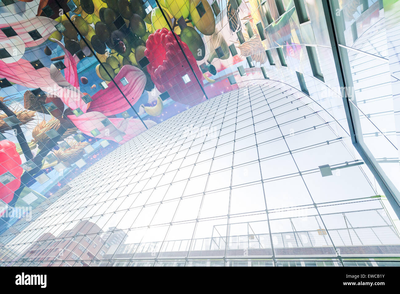 Rotterdam, Netherlands - October 31, 2014: Ceiling of the Markthal ...