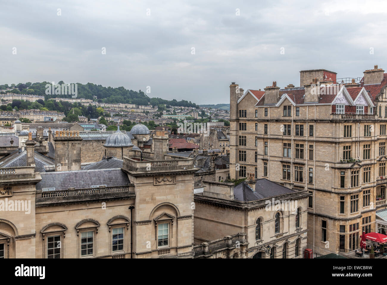 Georgian Bath Stone buildings from the roof of Bath Abbey Stock Photo ...