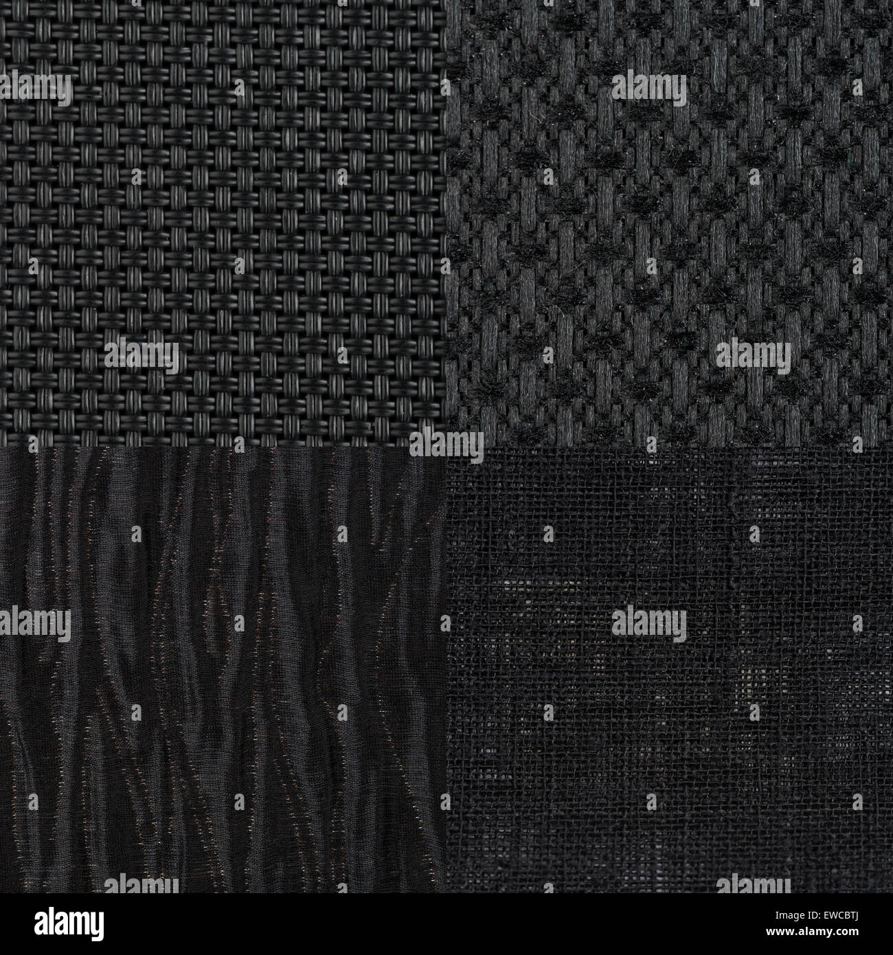 Set of black fabric samples, texture background Stock Photo - Alamy
