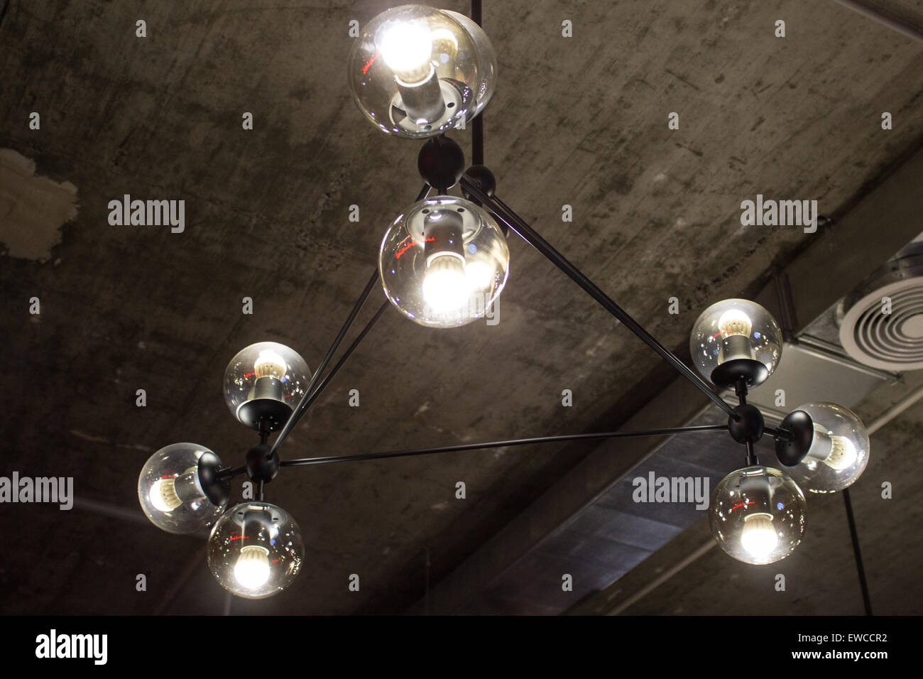 Factory ceiling with lamps Stock Photo - Alamy